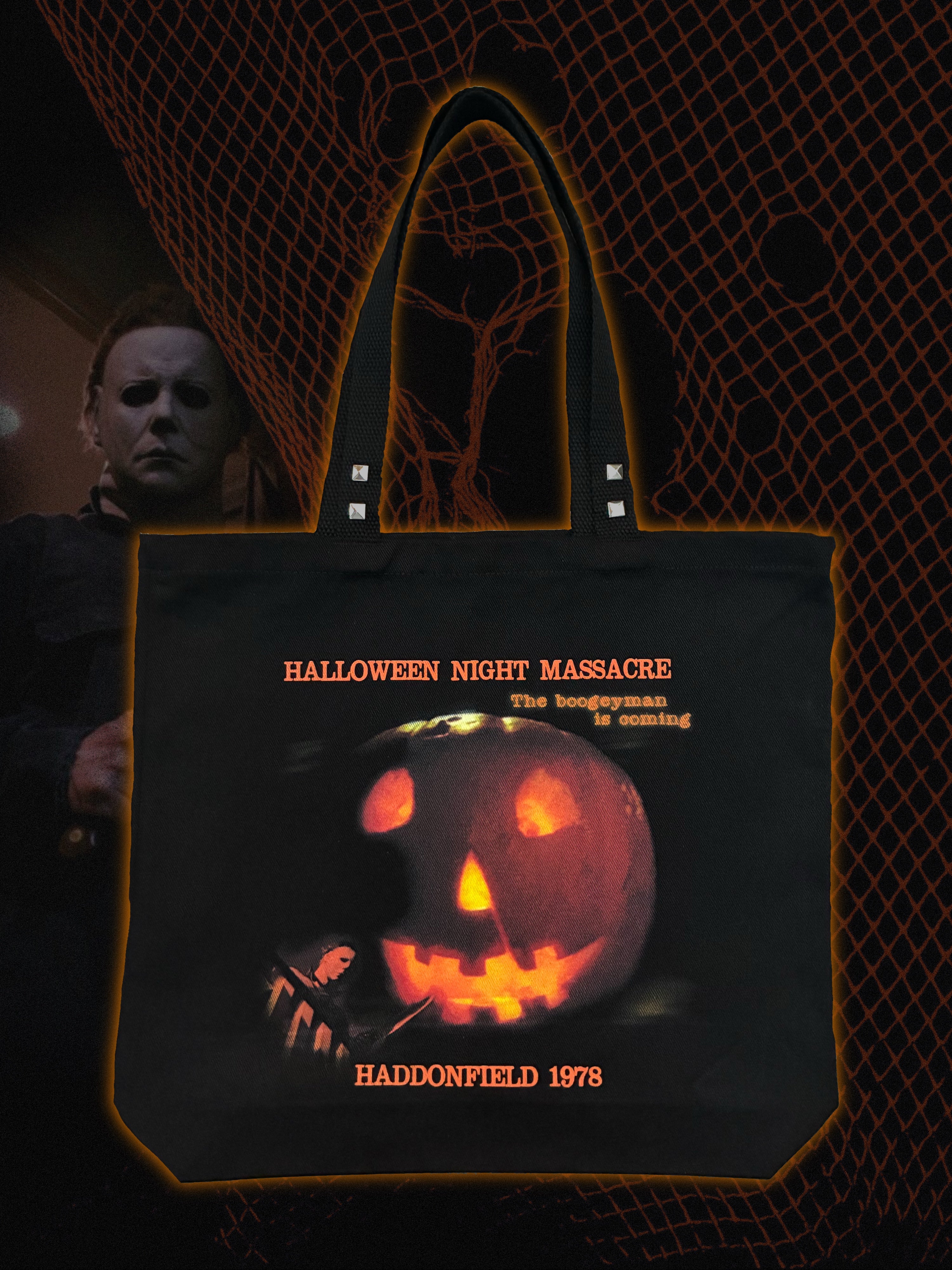 Almost Ghosts - halloween tote bag - "boogeyman" studded tote